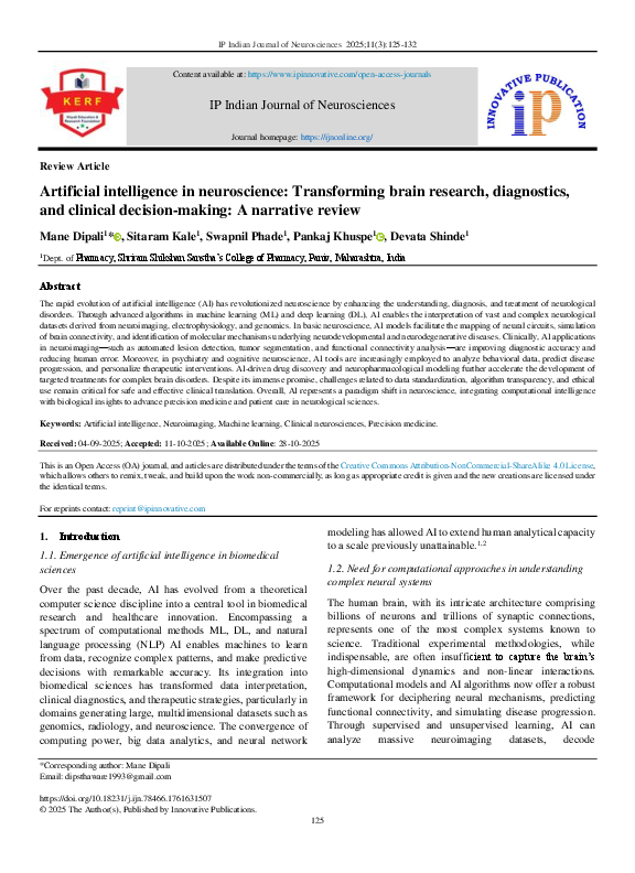 (PDF) Artificial intelligence in neuroscience: Transforming brain ...