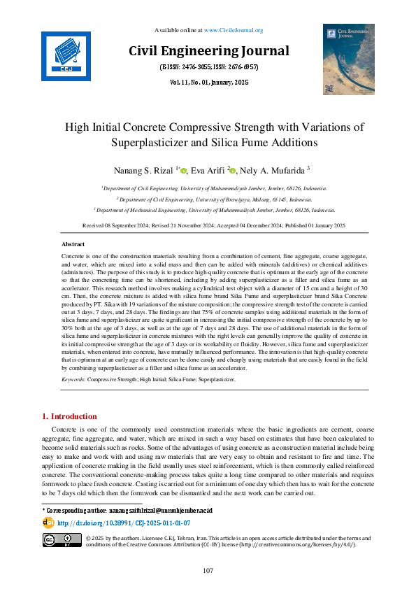 (PDF) High Initial Concrete Compressive Strength with Variations of ...