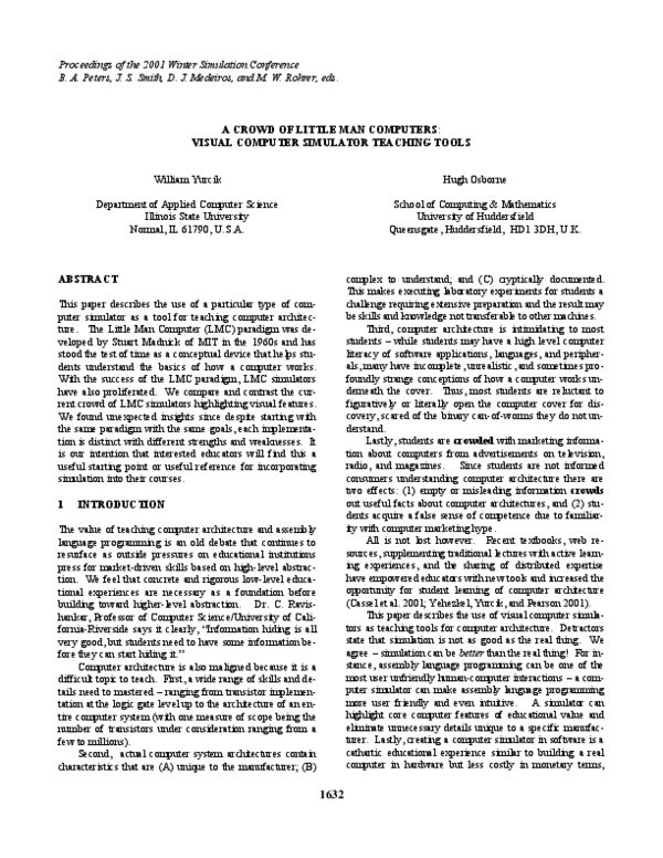 (PDF) A crowd of Little Man Computers: visual computer simulator ...