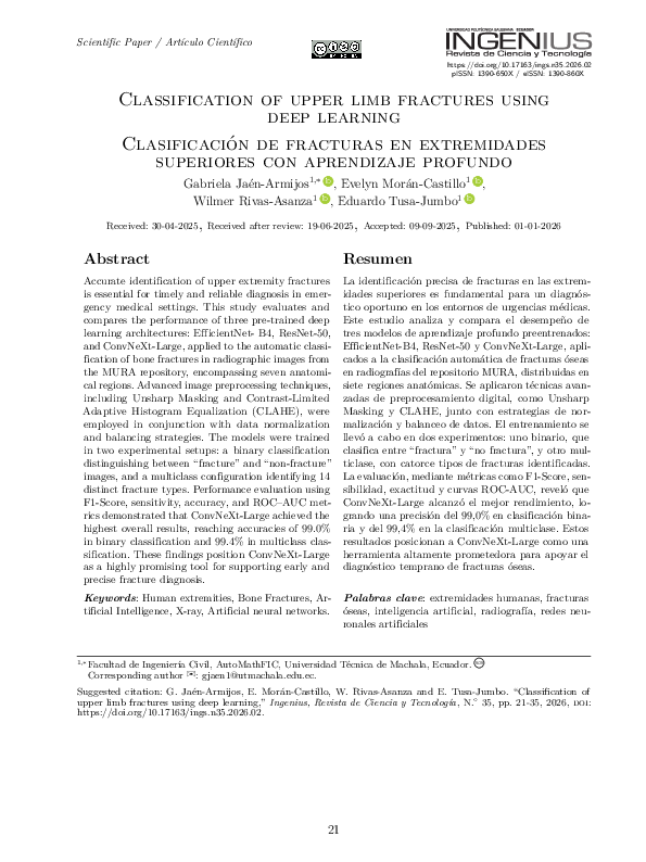 (PDF) Classification of upper limb fractures using deep learning