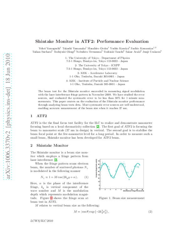 (PDF) Shintake Monitor in ATF2: Performance Evaluation