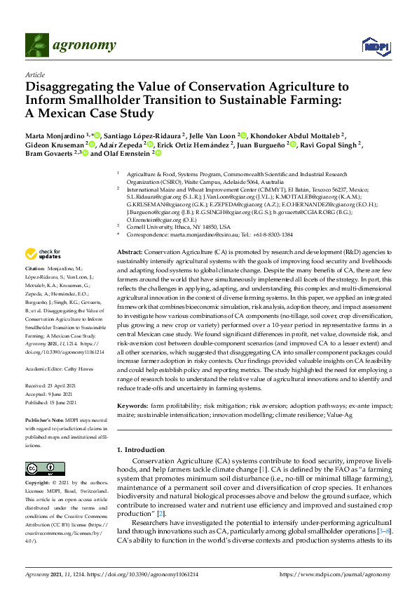 (PDF) Disaggregating the Value of Conservation Agriculture to Inform ...