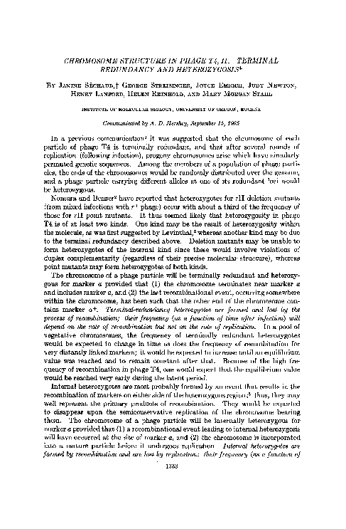(PDF) Chromosome structure in phage T4, II. Terminal redundancy and ...