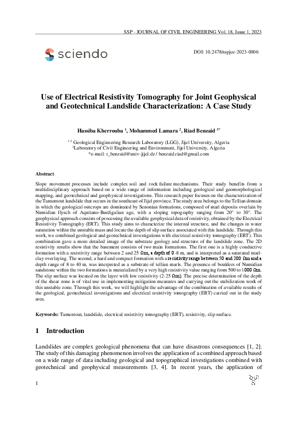 (PDF) Use of Electrical Resistivity Tomography for Joint Geophysical ...