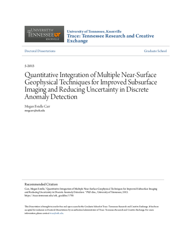 (PDF) Quantitative Integration of Multiple Near‐Surface Geophysical ...