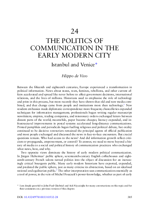(PDF) The Politics of Communication in the Early Modern City: Istanbul ...