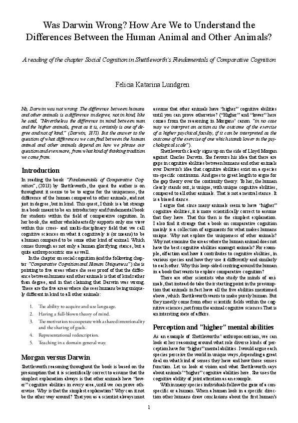 (PDF) Was Darwin Wrong? How Are We to Understand the Differences ...