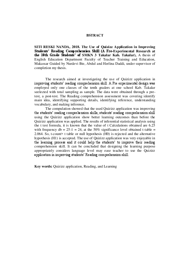 (PDF) The Use of Quizizz Application in Improving Students’ Reading ...