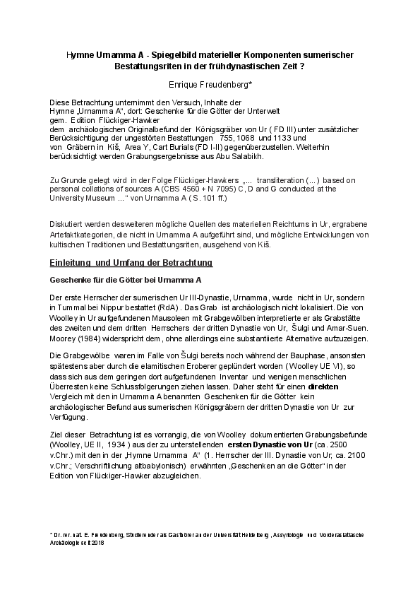 (PDF) Hymn Urnamma A - Mirror image of material components of Sumerian ...