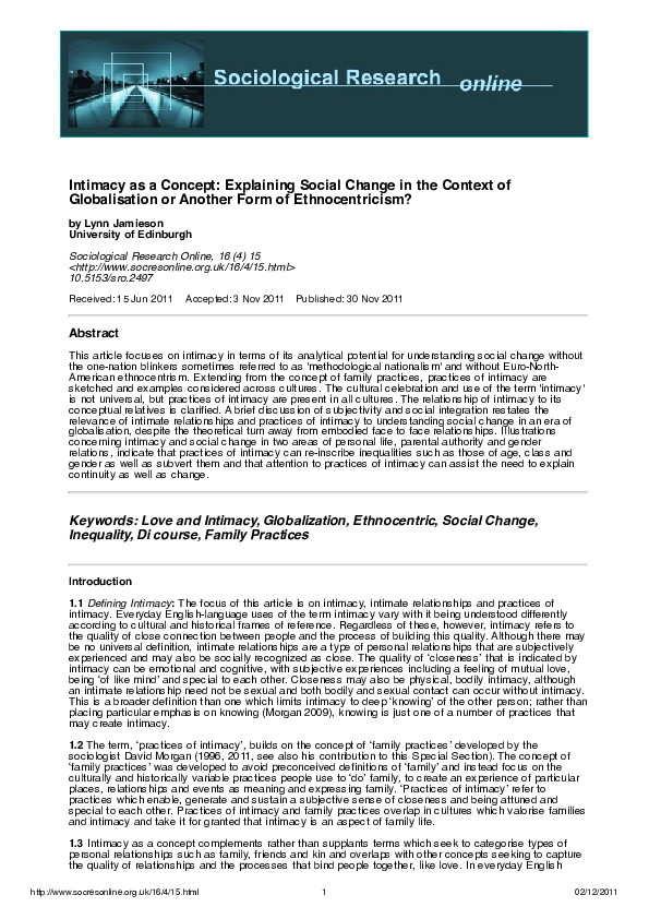 (PDF) Intimacy as a Concept: Explaining Social Change in the Context of ...