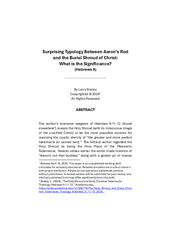 (PDF) Surprising Typology Between Aaron's Rod and the Burial Shroud of ...