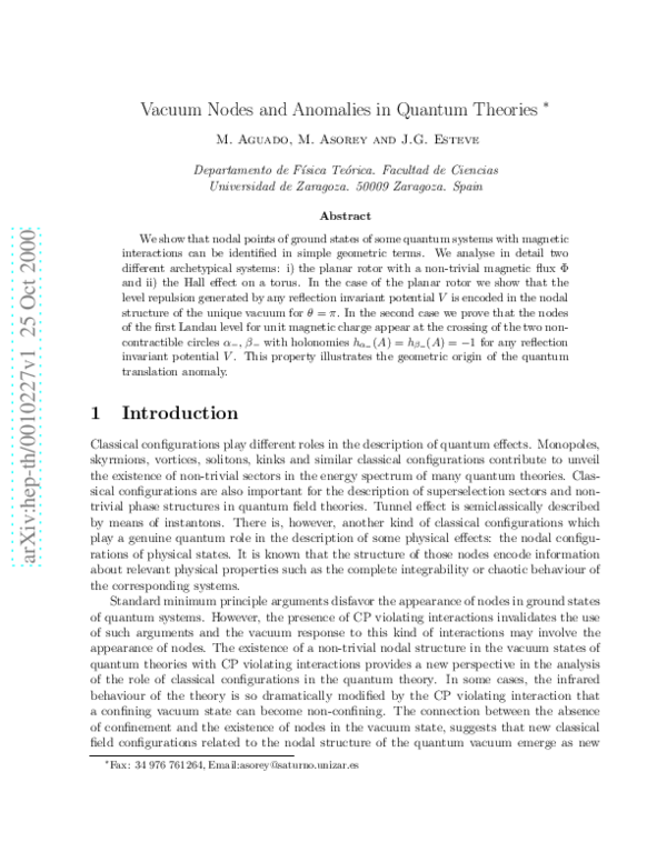 (PDF) Vacuum Nodes and Anomalies in Quantum Theories