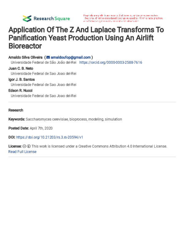 (PDF) Application Of The Z And Laplace Transforms To Panification Yeast ...