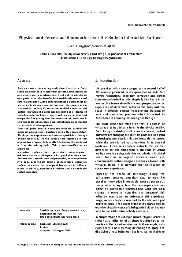 (PDF) Physical and Perceptual Boundaries over the Body in Interactive ...