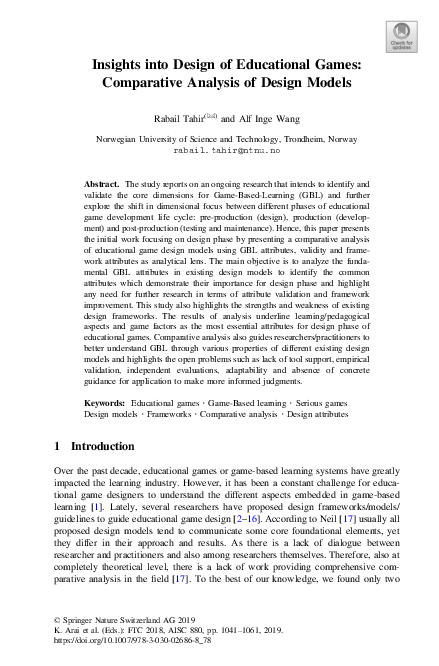 (PDF) Insights into Design of Educational Games: Comparative Analysis ...