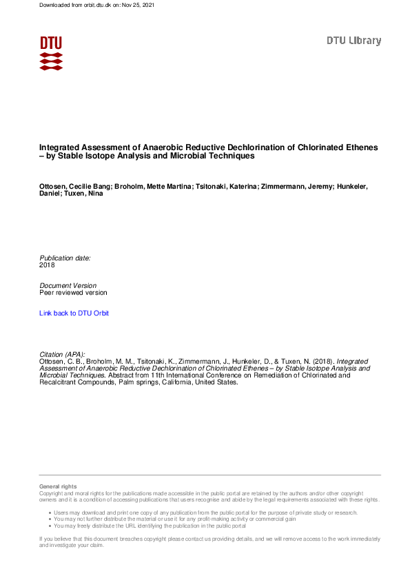 (PDF) Integrated Assessment of Anaerobic Reductive Dechlorination of ...