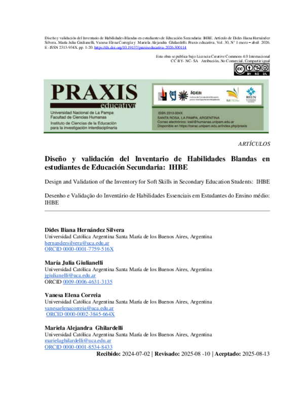 (PDF) Diseño y validación del Inventario de Habilidades Blandas en ...