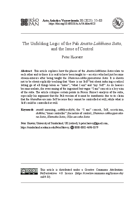 (PDF) Harvey P., 'The Unfolding Logic of the Pali Anatta-Lakkhaṇa Sutta ...