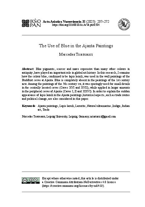 (PDF) Tortorici M., 'The Use of Blue in the Ajanta Paintings', Acta ...