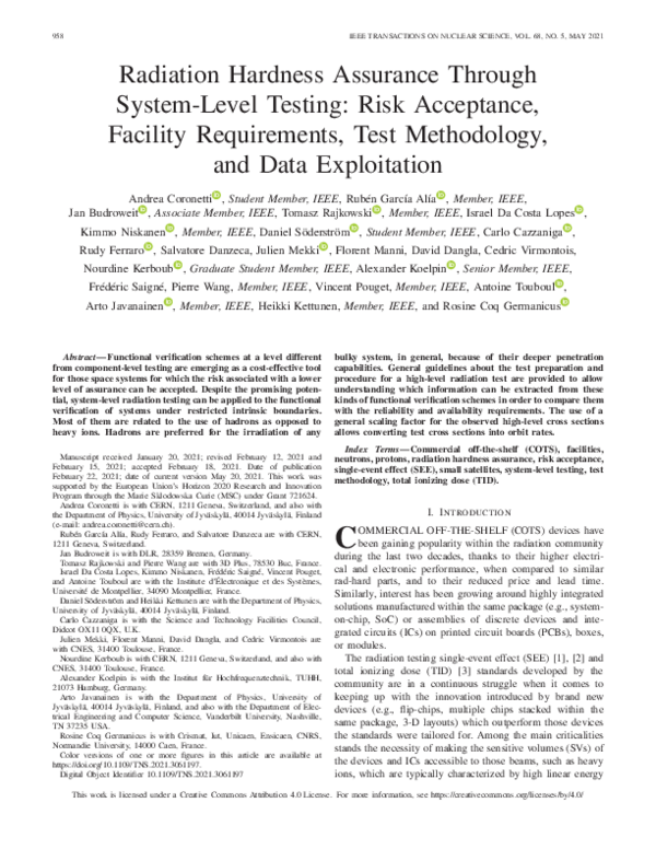 (PDF) Radiation Hardness Assurance Through System-Level Testing: Risk ...