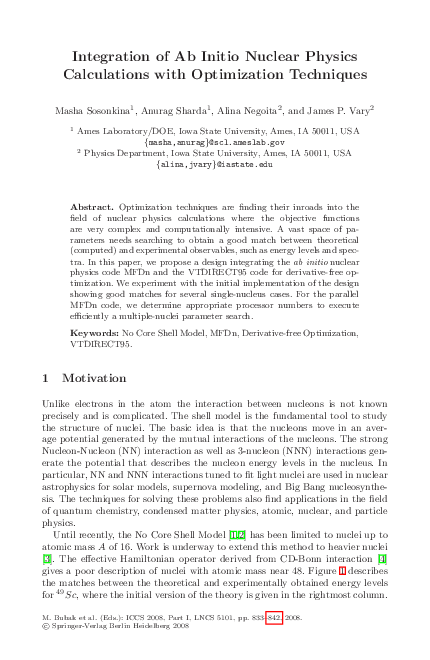 (PDF) Integration of Ab Initio Nuclear Physics Calculations with ...