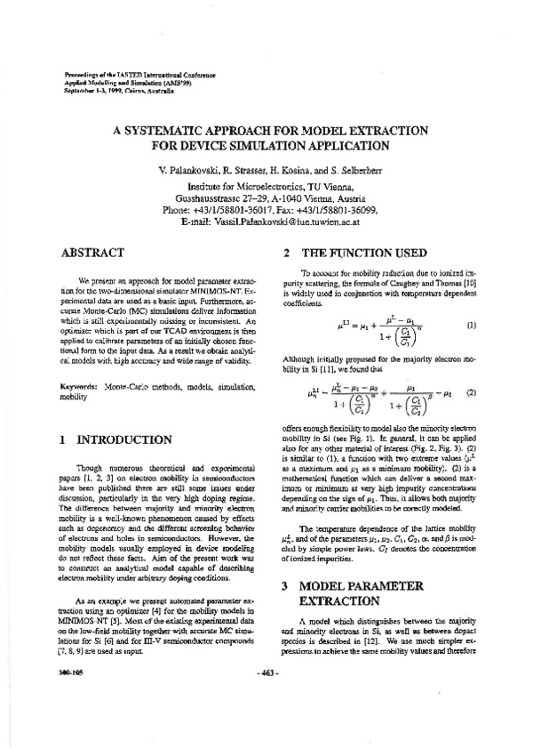(PDF) A Systematic Approach for Model Extraction for Device Simulation ...