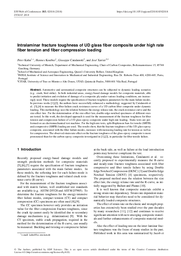(PDF) Intralaminar fracture toughness of UD glass fiber composite under ...