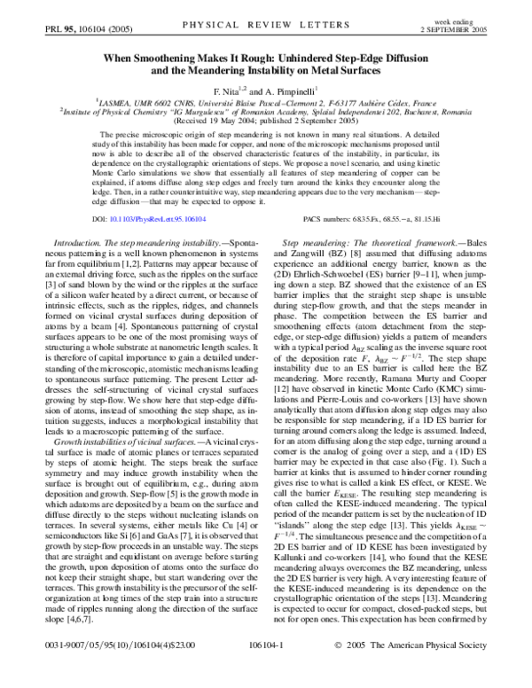 (PDF) When smoothening makes it rough: unhindered step-edge diffusion ...