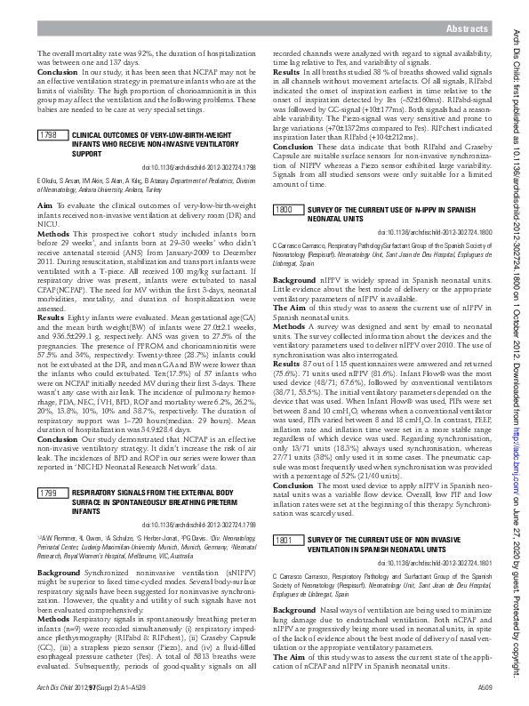 (PDF) 1800 Survey of the Current use of N-Ippv in Spanish Neonatal Units