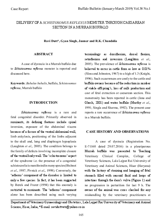 (PDF) Delivery of a Schistosomus reflexus monster through caesarean ...