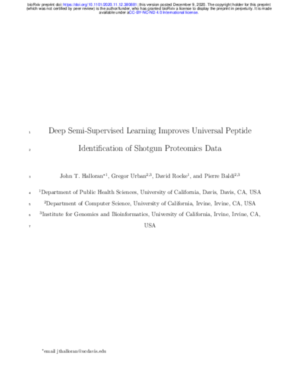 (PDF) Deep Semi-Supervised Learning Improves Universal Peptide ...