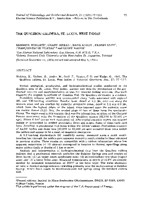 (PDF) The Qualibou caldera, St. Lucia, West Indies