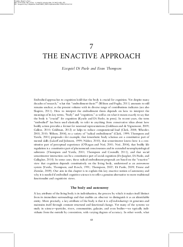 (PDF) The Enactive Approach