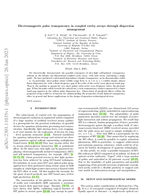 (PDF) Electromagnetic pulse transparency in coupled cavity arrays ...