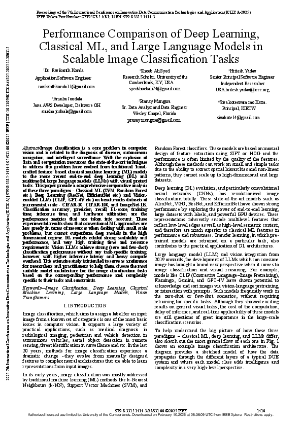 (PDF) Performance Comparison of Deep Learning, Classical ML, and Large ...
