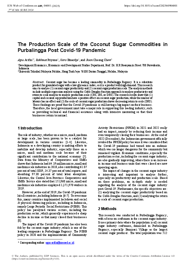 (PDF) The Production Scale of the Coconut Sugar Commodities [2024]