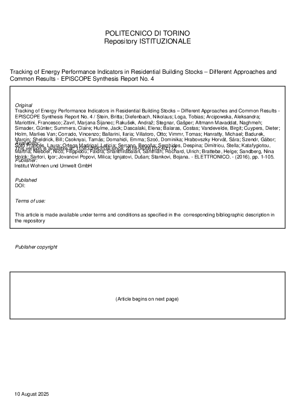 (PDF) Tracking of Energy Performance Indicators in Residential Building ...