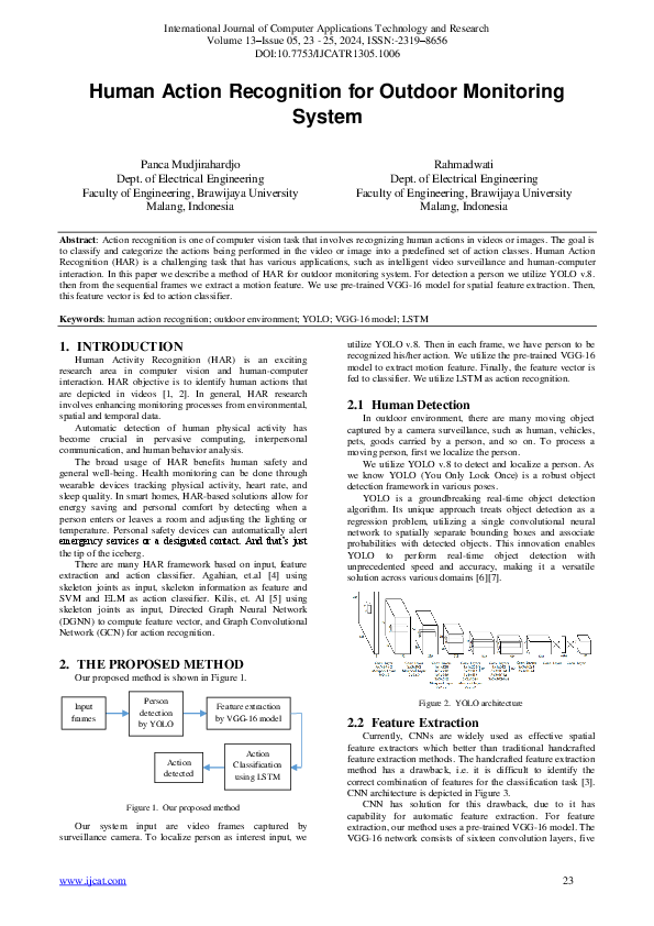(PDF) Human Action Recognition for Outdoor Monitoring System