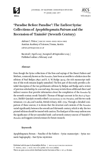 (PDF) Paradise Before Paradise: The Earliest Syriac Collections of ...