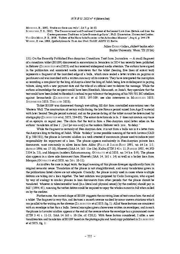 (PDF) On the Recently Published Neo-Assyrian Cuneiform Text from Jerusalem