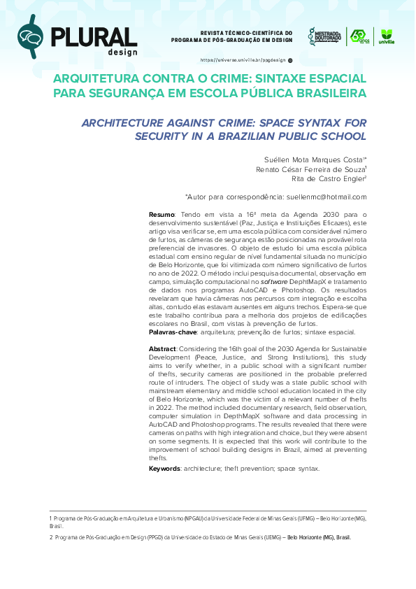 (PDF) ARQUITETURA CONTRA O CRIME: SINTAXE ESPACIAL PARA SEGURANÇA EM ...