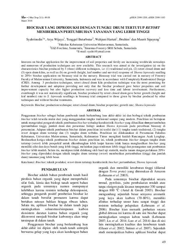 (PDF) Biochar Yang Diproduksi Dengan Tungku Drum Tertutup Retort ...