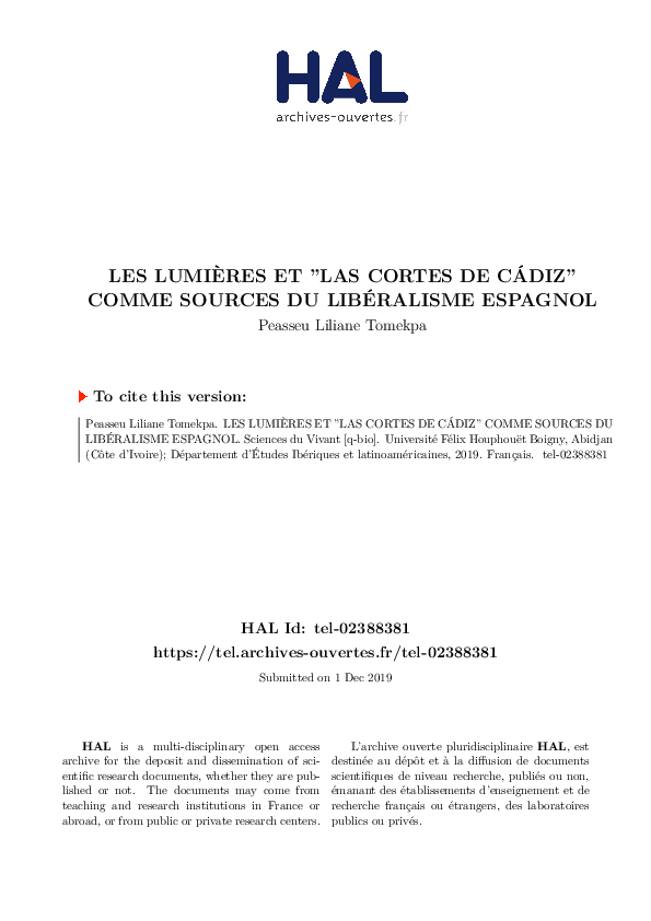 (PDF) The Enlightenment and "Las Cortes De Cádiz" as Source of Spanish ...