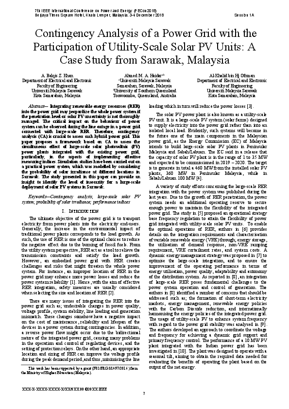 (PDF) Contingency Analysis of a Power Grid with the Participation of ...