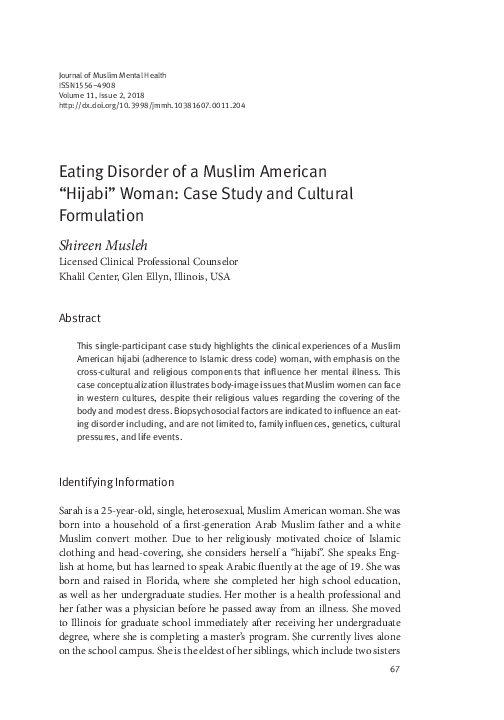 (PDF) Eating Disorder of a Muslim American “Hijabi” Woman: Case Study ...