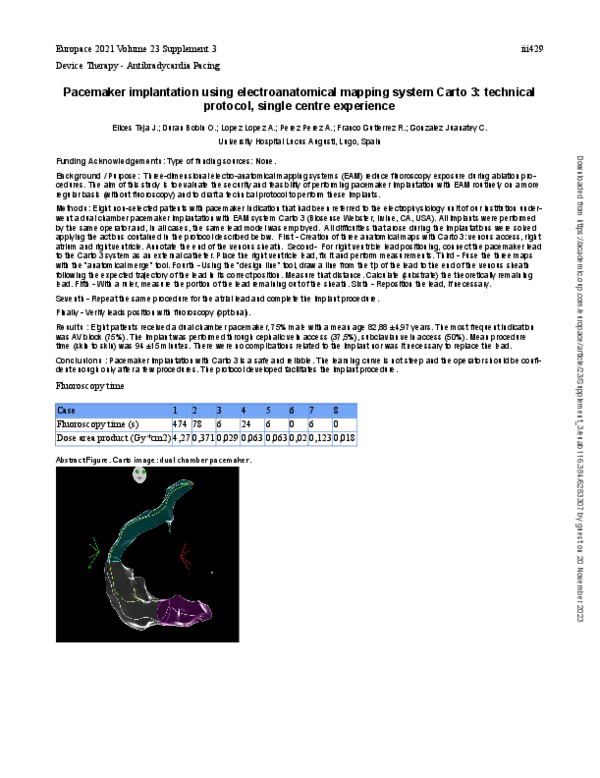 (PDF) Pacemaker implantation using electroanatomical mapping system ...