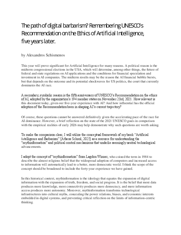(PDF) The path of digital barbarism? Remembering UNESCO's ...