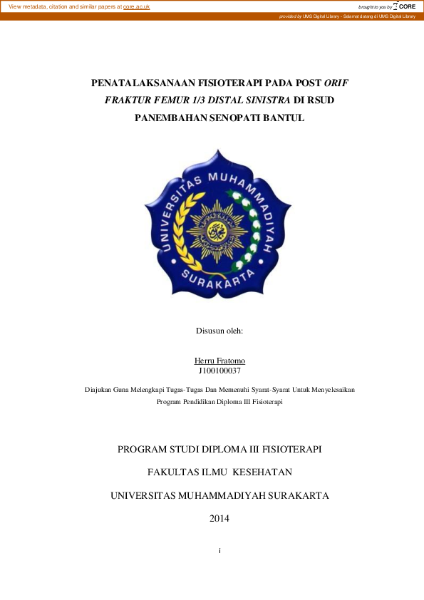(PDF) Penatalaksanaan Fisioterapi Pada Post Orif Fraktur Femur 1/3 ...