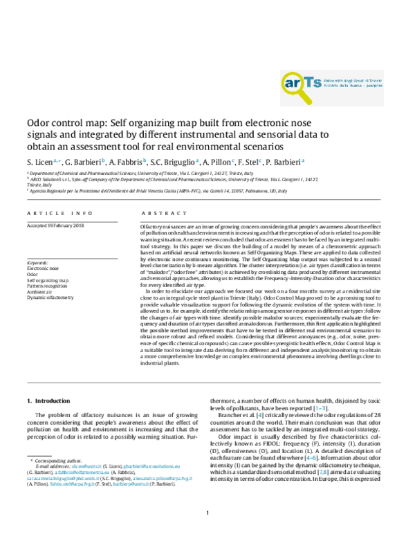 (PDF) Odor control map: Self organizing map built from electronic nose ...