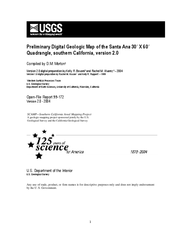 (PDF) Preliminary Digital Geologic Map of the Santa Ana 30' x 60 ...